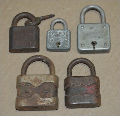 5 Vintage Padlocks locks - No Keys - (2) Master (3) Unknown | eBay