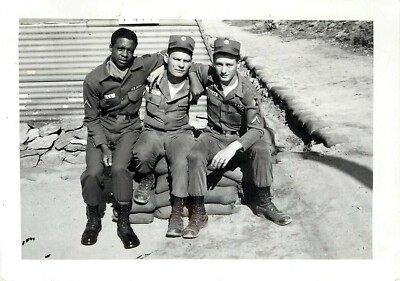Snapshot B/W Photo 1960 Korea U S Army Soldiers Buddies posing on ...