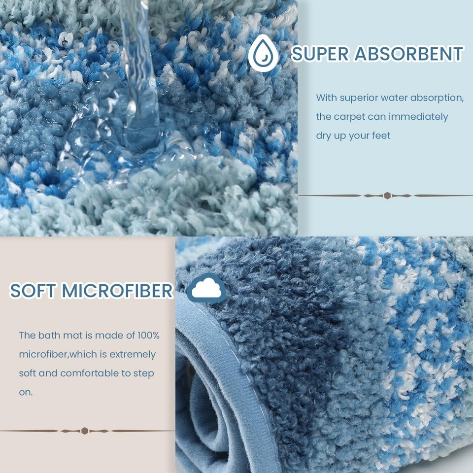 Luxury Bath Mat Non Slip and Super Absorbent Soft Microfiber Area Rug ...