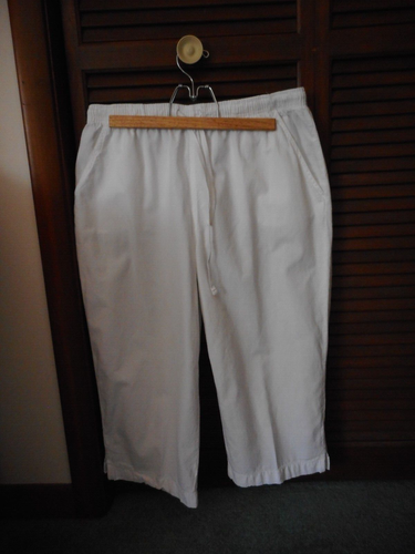 Ladies White Erica Draw-String Elastic Waist Size Medium Capri Pants | eBay