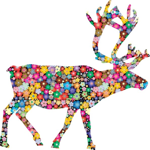 Sticker Vinyl Animals Silhouette Flower Peace And Love Stag Fallow Deer ...