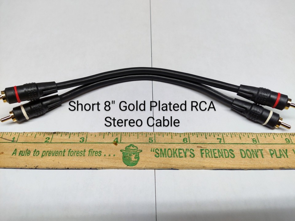 RCA Cable Short Jumpers pr 8" Stereo Gold Plated Best Preout Main ...