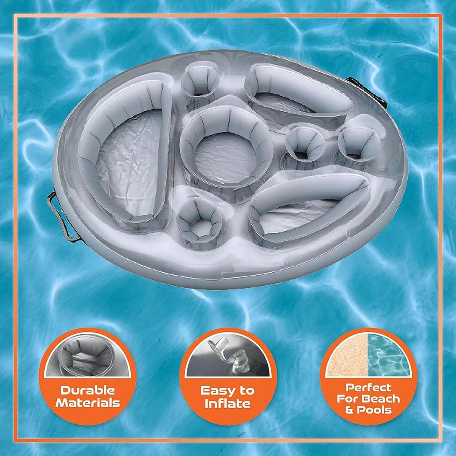 Inflatable Cup Holder Tray Float for Drinks Pool Beer Cooler Party ...