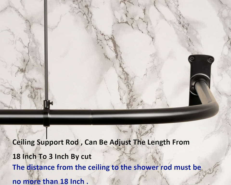 L Shaped Shower Curtain Rod, Bathroom Bathtub Corner Shower Curtain Rod ...