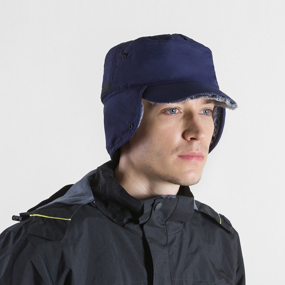 Winter Padded Hat Ear Flaps Thermal Hats Cold Weather Flat Caps Warm ...