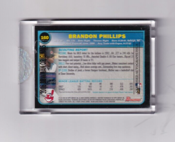 2005 BRANDON PHILLIPS TOPPS BOWMAN ORIGINALS AUTO 065/257 CLEVELAND ...