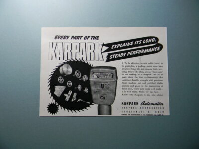 1945 KARPARK PARKING METERS "EXPLAINS ITS LONG, STEADY PERFORMANCE ...