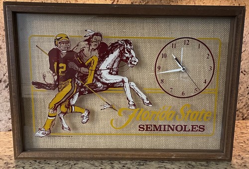 RARE Vintage FSU Seminoles Osceola #12 Wall Clock Southern Time Florida ...