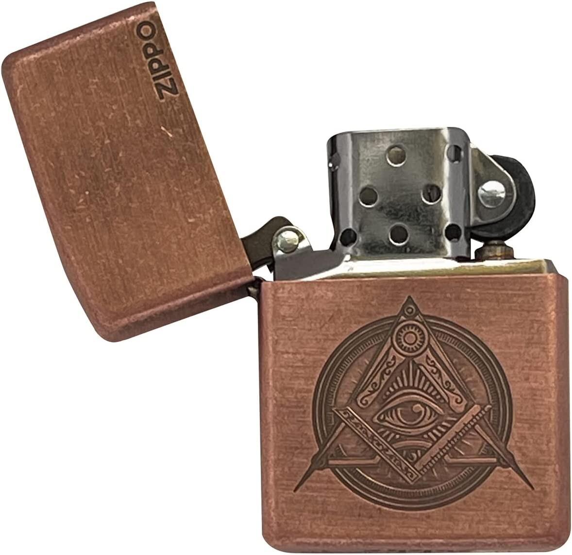 Zippo Lighter Freemason Copper Eye of Providence Mythology Symbol Brown ...