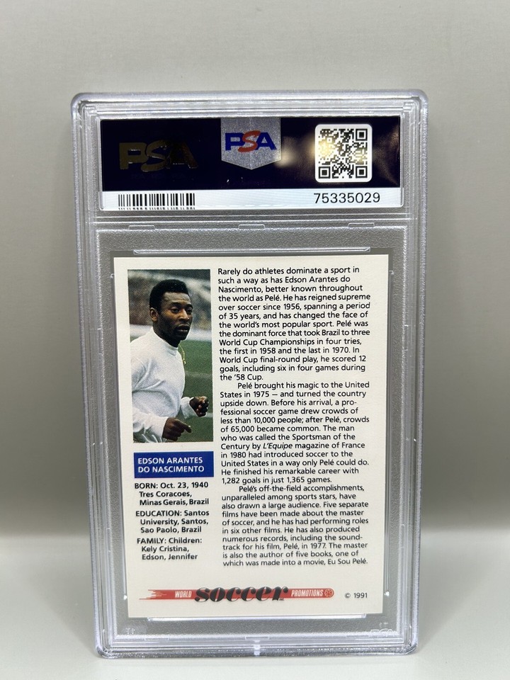 1991 Soccer Shots Pelé PSA 9 Mint Soccer Card Promo - English - Brazil ...