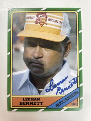 1986 Football Leeman Bennett Signed Custom Card Tampa Bay Buccaneers A ...