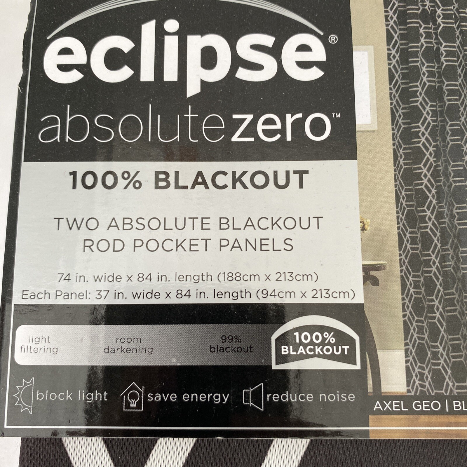 Eclipse Absolute Zero 100% Blackout 74”W 84” L Curtains 2 Panels Axel ...