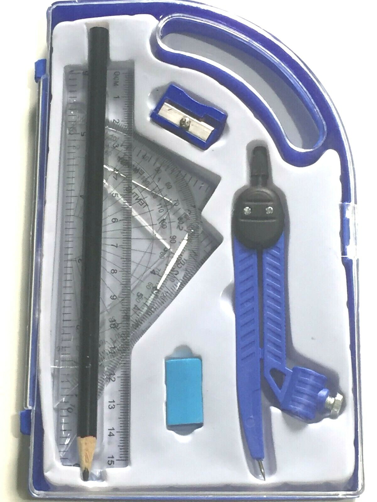 2PK 8PC MATH SET BACK TO SCHOOL HOME WORK OFFICE GEOMETRY BOX RULER ...