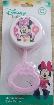 Walt DisneyWorld Mickey Minnie Mouse BPA Free Newborn Baby Rattle Pink ...