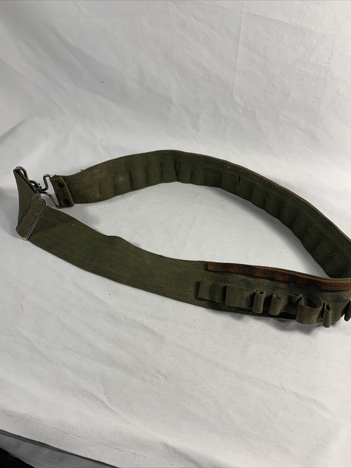Vintage Cloth Cartridge Belt With Leather Strip | eBay