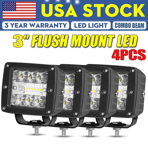4pcs 3'' LED Work Lights Combo Beam Offroad Driving 4WD ATV Fog Lamps ...