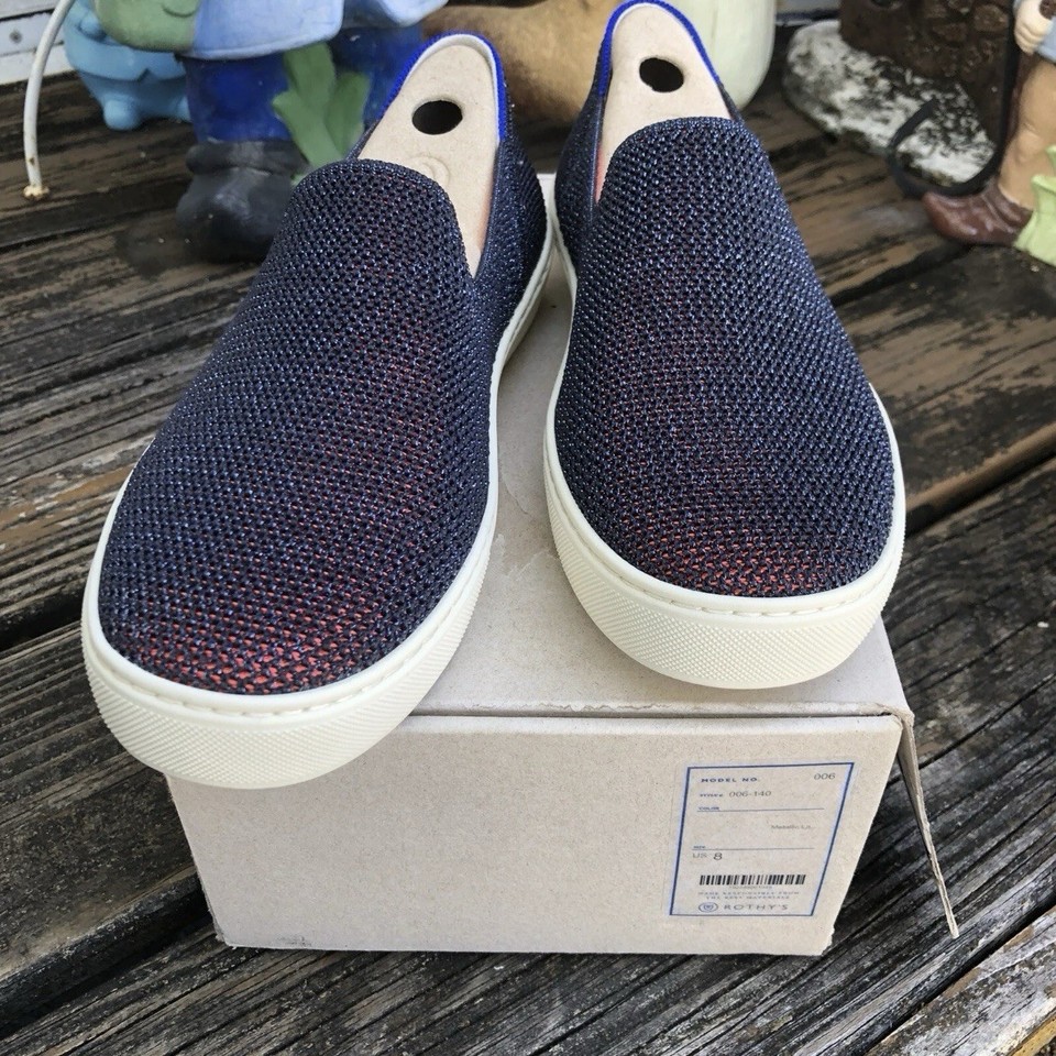 Rothys Metallic Lattice Sneaker Sz 8 Black Friday Limited Edition ...