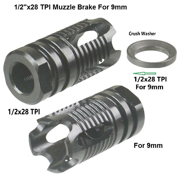 All Steel Low Concussion Short Muzzle Brake Compensator 1.5" 1/2x28 TPI ...