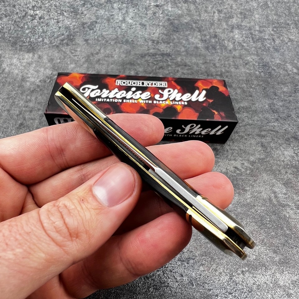 Rough Rider Brown Tortoise Shell Tradtional Lockback Folding Blade ...