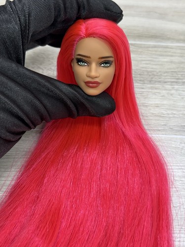 OOAK Barbie Head, Reroot and Repaint, Hot Pink Hair, Head Only | eBay