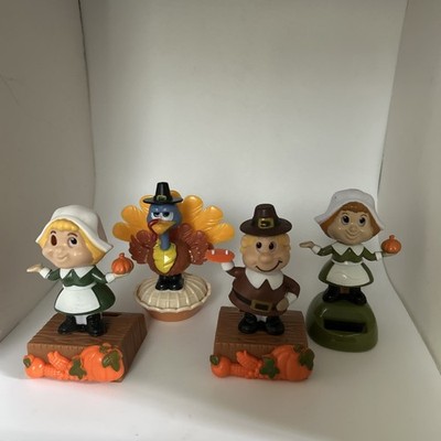 Set Of 4 Solar Power Dancing Bobble Heads Toys Thanksgiving | eBay
