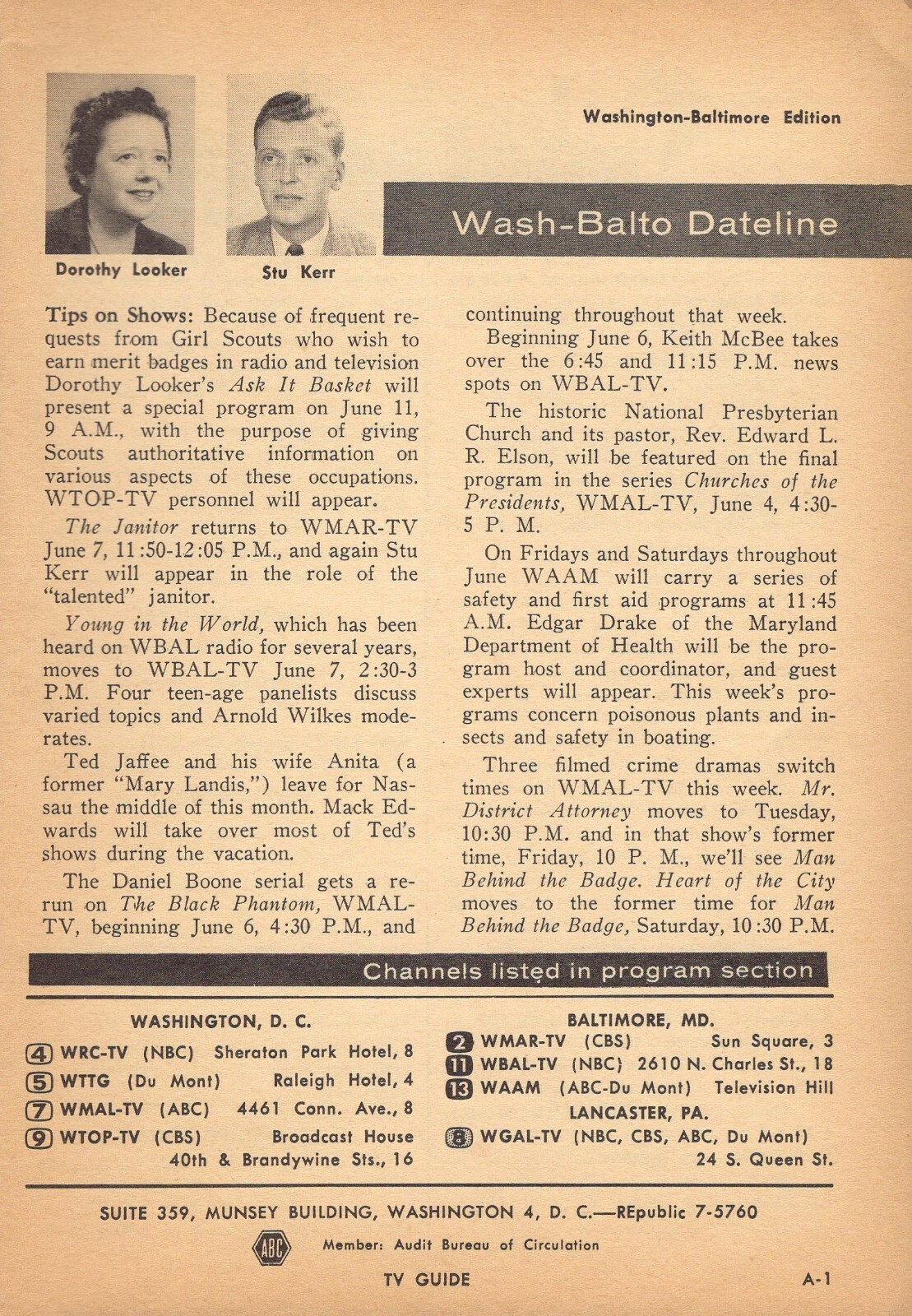 1955 TV AD WTOP DOROTHY LOOKER ASK IT BASKET STU KERR BOZO THE CLOWN ...