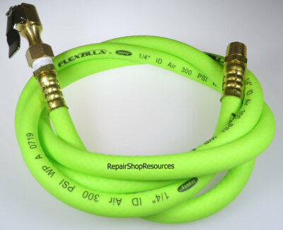 FLEXZILLA TIRE INFLATION HOSE, X- LONG 8', 1/4" NPT, CLOSED FLOW EURO ...