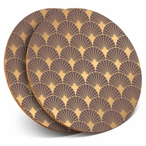 2 x Coasters - Gold Art Deco Pattern Vintage Retro Home Gift #12761 ...