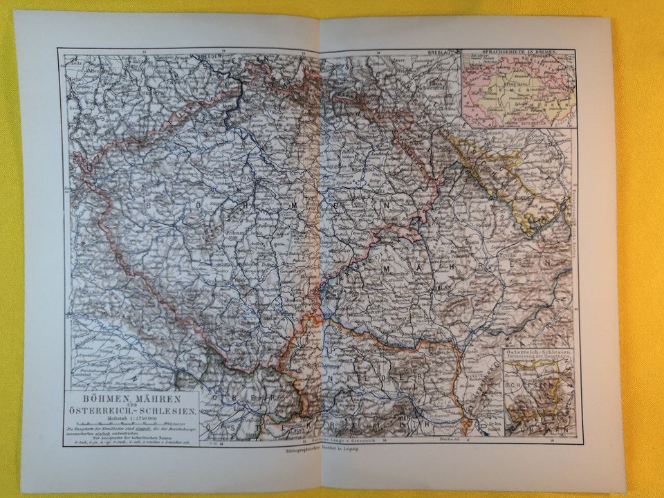 1897Slesia Bohemia Moravia Czech Republic Vintage Map ORIG 11.5 x 9.5 ...