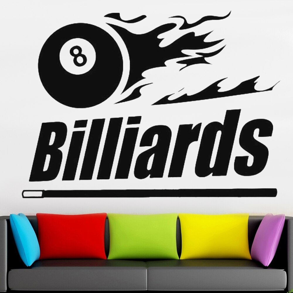 Billiards Pool Wall Decals Man Cave Decor Table Ball Sports Vinyl Wall ...