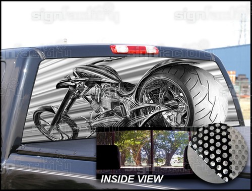 P197 Chopper Motorcycle Rear Window Tint Graphic Decal Wrap Back Pickup ...