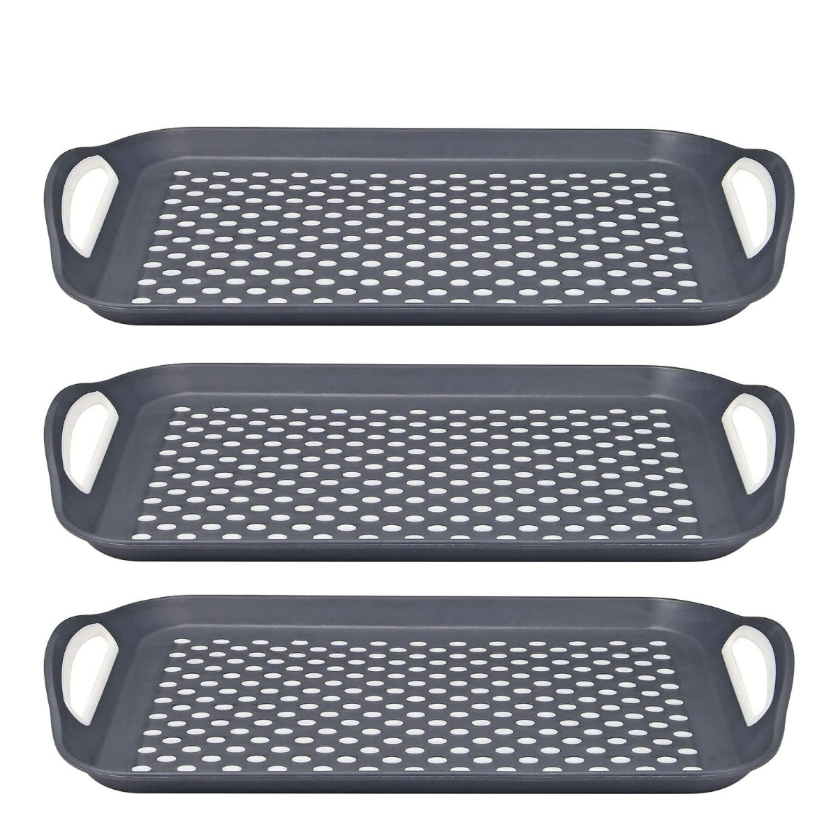 (3-Pack) Large Non Slip Dinner Serving Trays TV Meal Trays Waiters Tea ...
