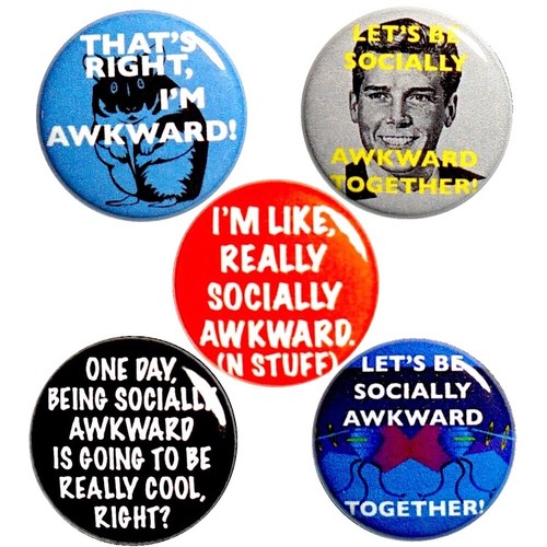 Socially Awkward Buttons Backpack Pins Button 5 Pack Be Weird Gift Set ...
