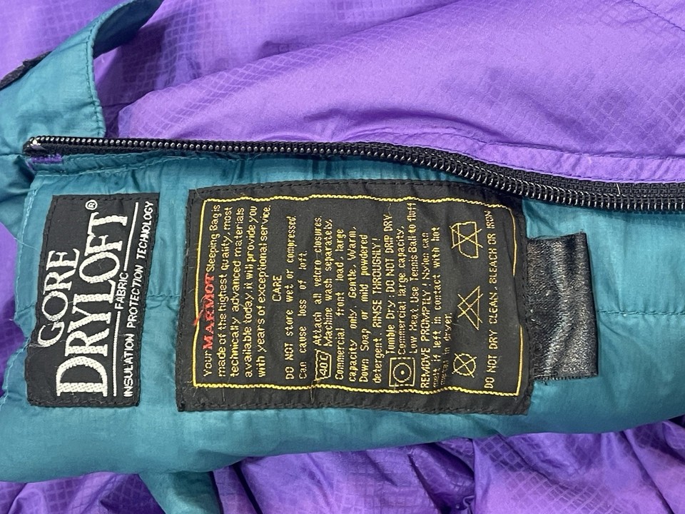 Marmot Gore DryLoft Sleeping Bag Mummy Purple Goose Down Vintage - 90 ...