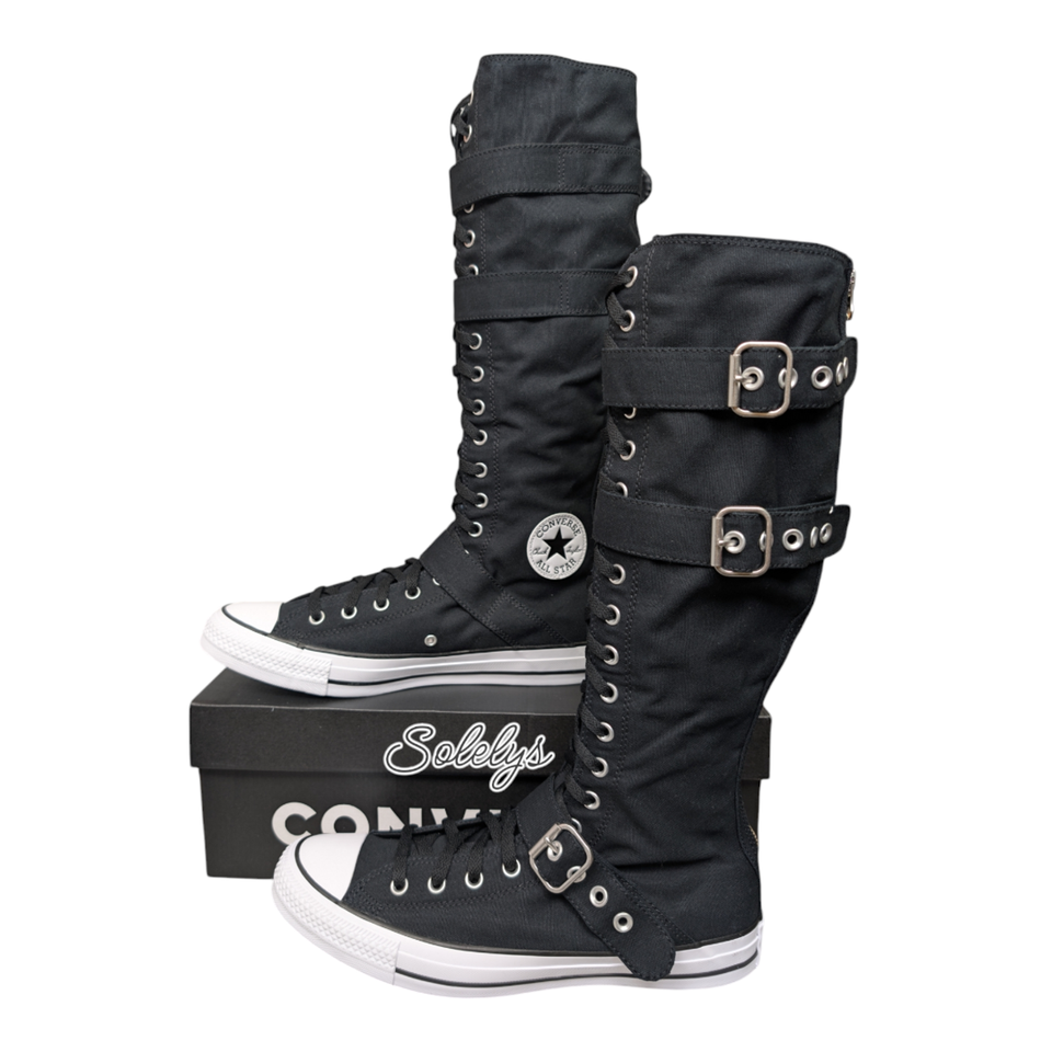 Converse CTAS 3 Straps & Buckles XXHI Black White Knee High Sneaker M10 ...