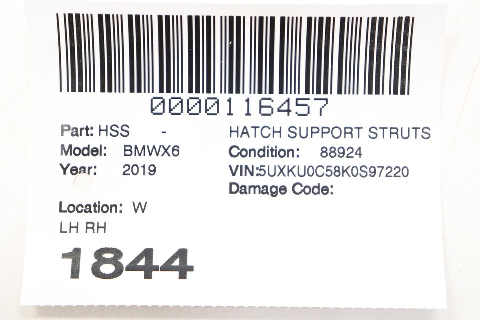 2008- 2019 BMW X6 F16 REAR TRUNK CARGO COVER SHOCK LIFT CYLINDER OEM ...