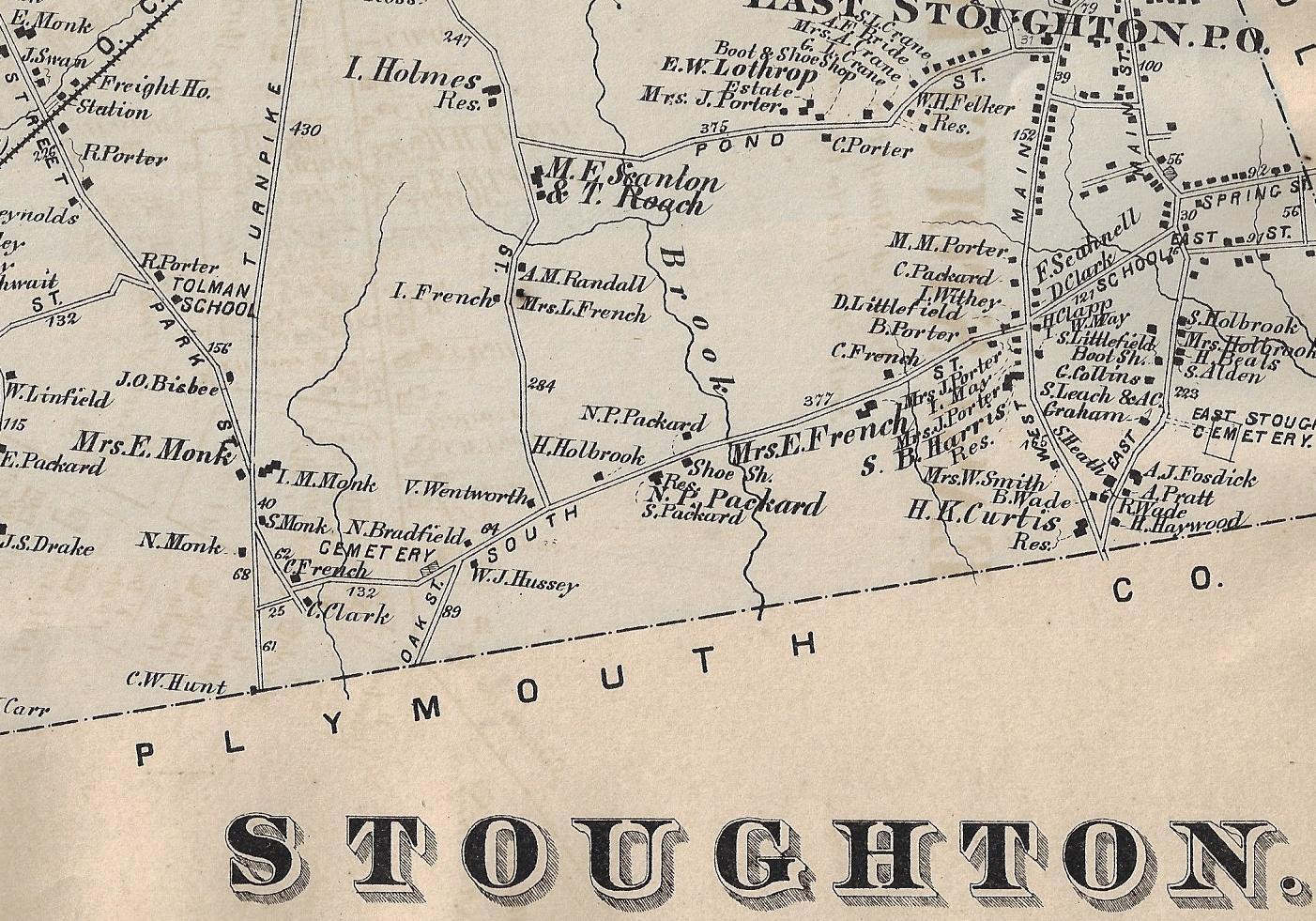 1876 Map of Stoughton, MA., Map from the Norfolk County Atlas of 1876 ...