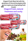 Clogard Fresh Blast tooth Gel 120 G Clove Eucalyptus fine breath cavity ...