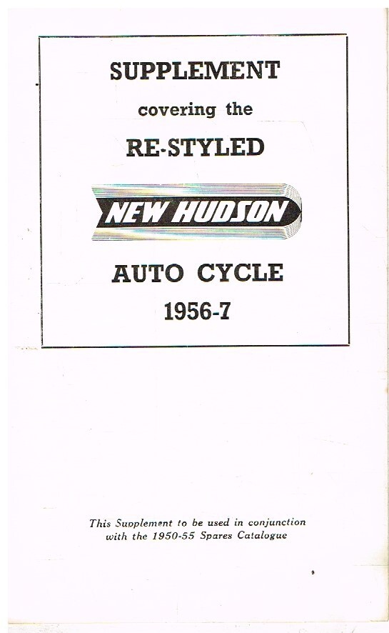 NEW HUDSON AUTO CYCLE 1950-57 ORIGINAL FACTORY ILLUSTRATED PARTS ...