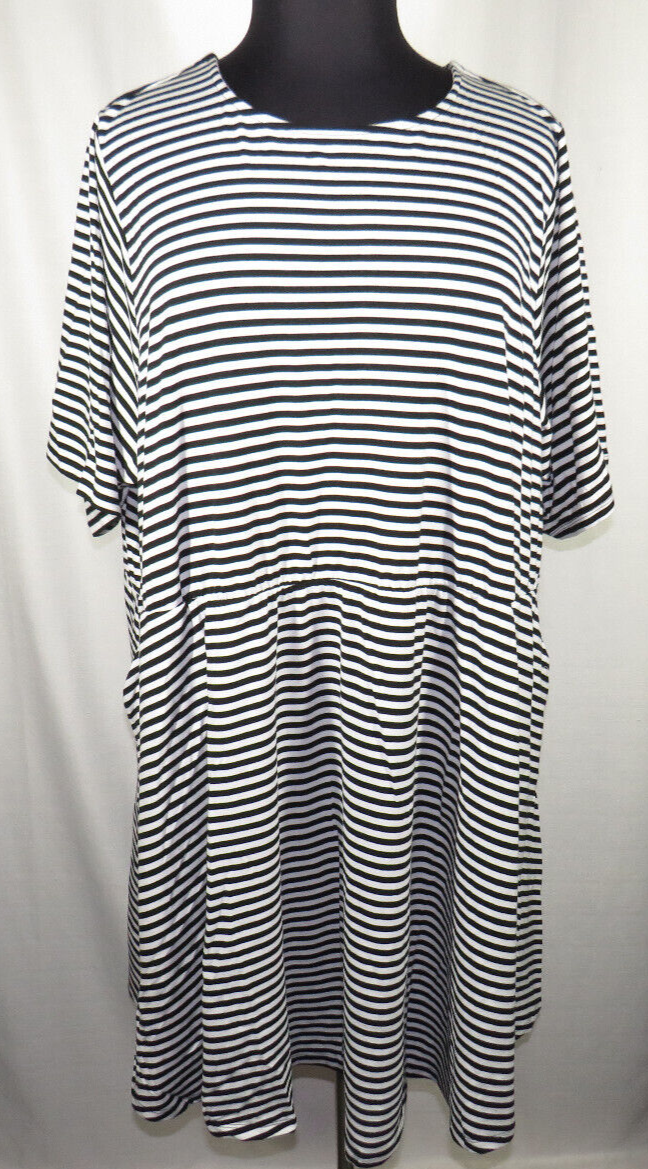 Torrid Plus Size 6X-30 Black White Striped Skater Dress, Pockets | eBay