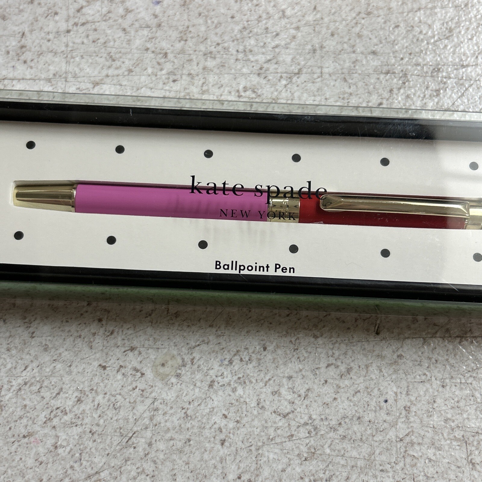 KATE SPADE RED & PINK COLORBLOCK BALLPOINT PEN GIFT Boxed Plus 2 More ...