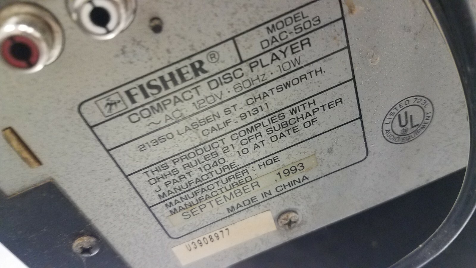 Vintage Fisher DAC-503 Automatic Digital Compact Disc Player Black ...