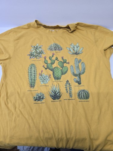 Womens Cactus Succulents Graphic Garden Short Sleeve Tee XS mustard Doe | eBay