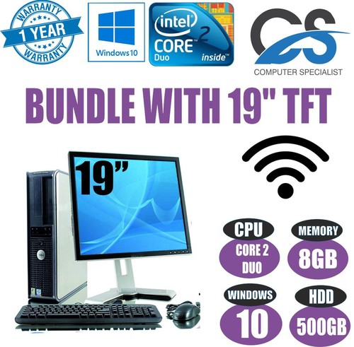 COMPLETE SYSTEM COMPUTER DESKTOP PC CORE 2 DUO @ 3.00GHz & 19'' TFT 8GB ...