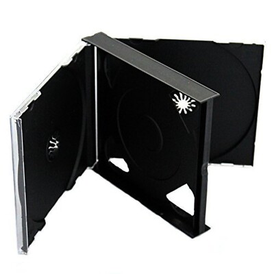 4 Way Black CD Jewel Case 25mm Spine Holds 4 Discs Empty Replacement ...