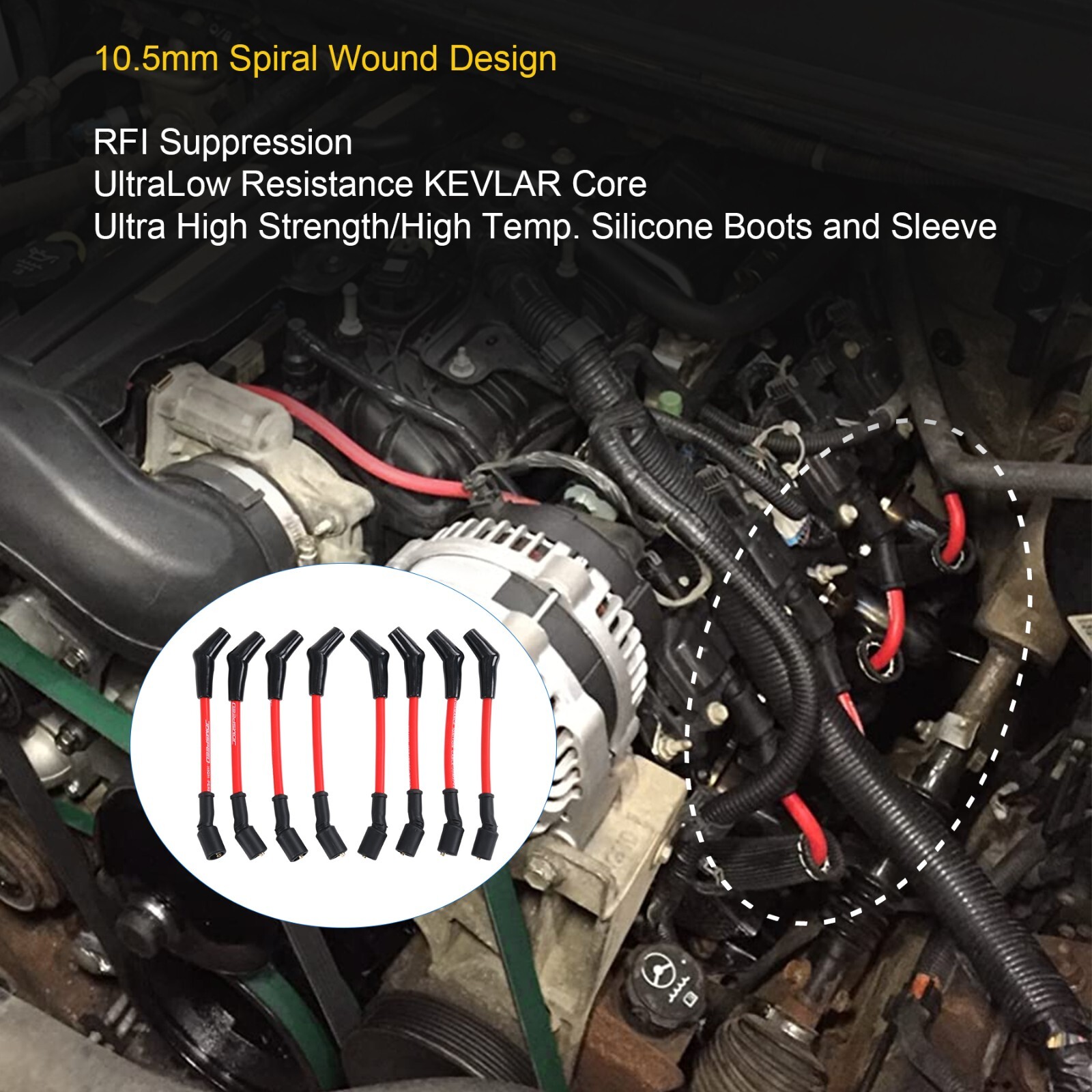 19005218 LSx LS1 LS2 LS3 LS7 LS6 High Heat Spark Plug Ignition Wires 10.5mm Set | eBay