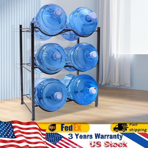 5 Gallon Water Jug Holder 6 Water Bottle Storage Rack 3-Tier Organizer ...