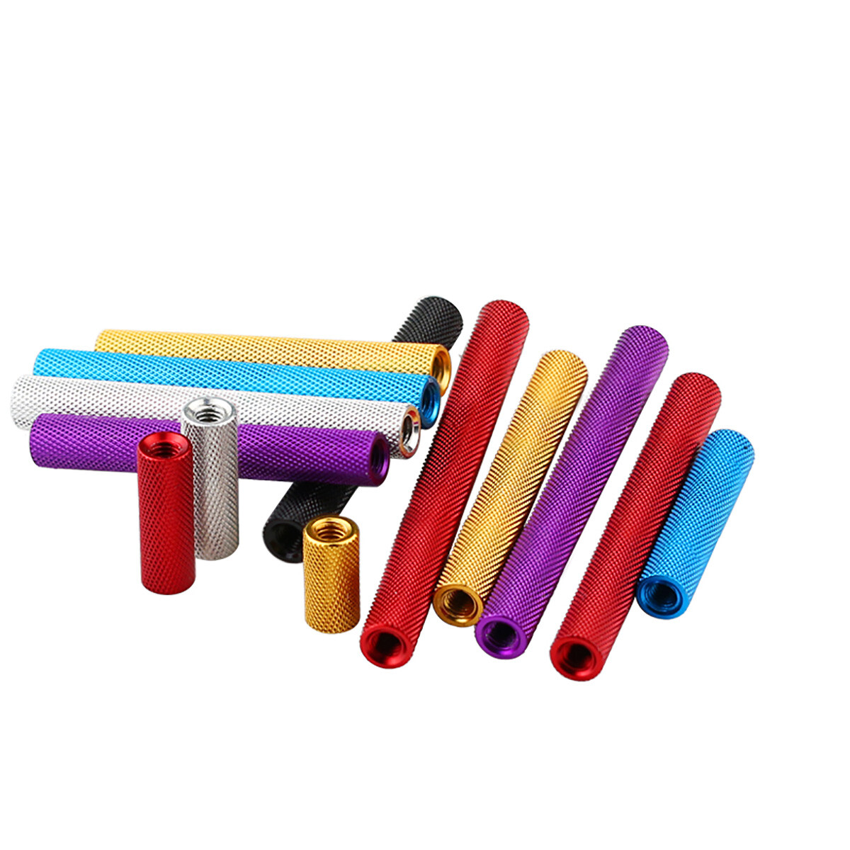 Knurled Round Coupling Nuts M3 Aluminum Alloy Threaded Sleeve Rod Stud ...