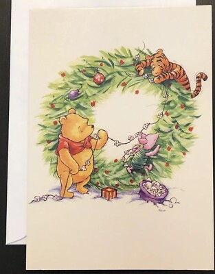 NEW Christmas Greeting Card Pooh Bear Piglet & Tigger String Popcorn ...