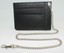 Black Slim Leather Card Case Wallet with chain Minimalist Front Pocket ...